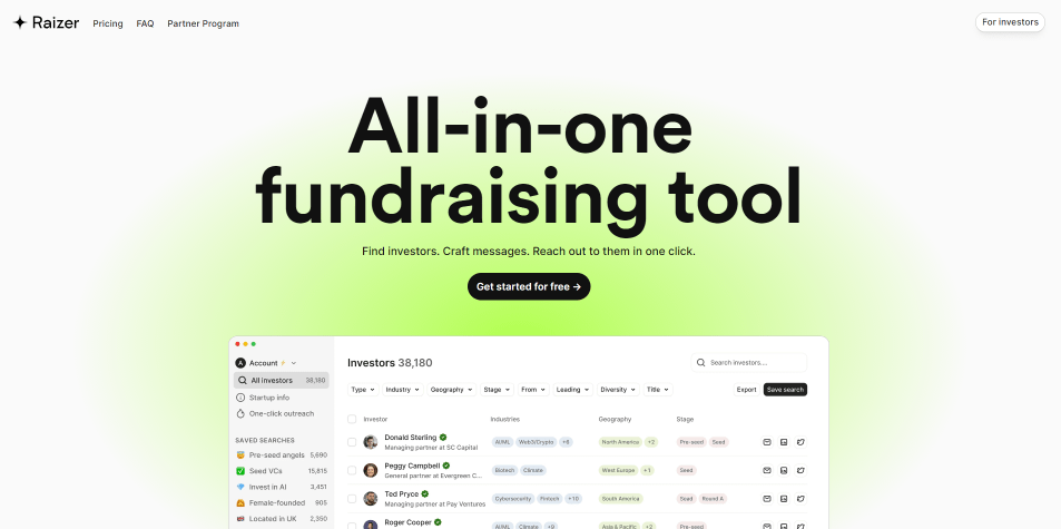 Raizer | Streamlining Fundraising for Start-ups with AI-Powered Tools